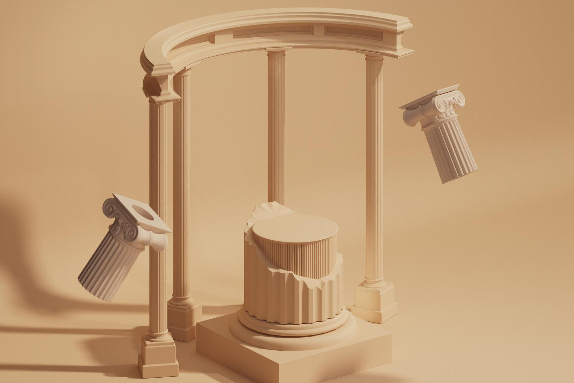 ancient-column-pedestal-isolated-museum-piece-background-greek-man ...